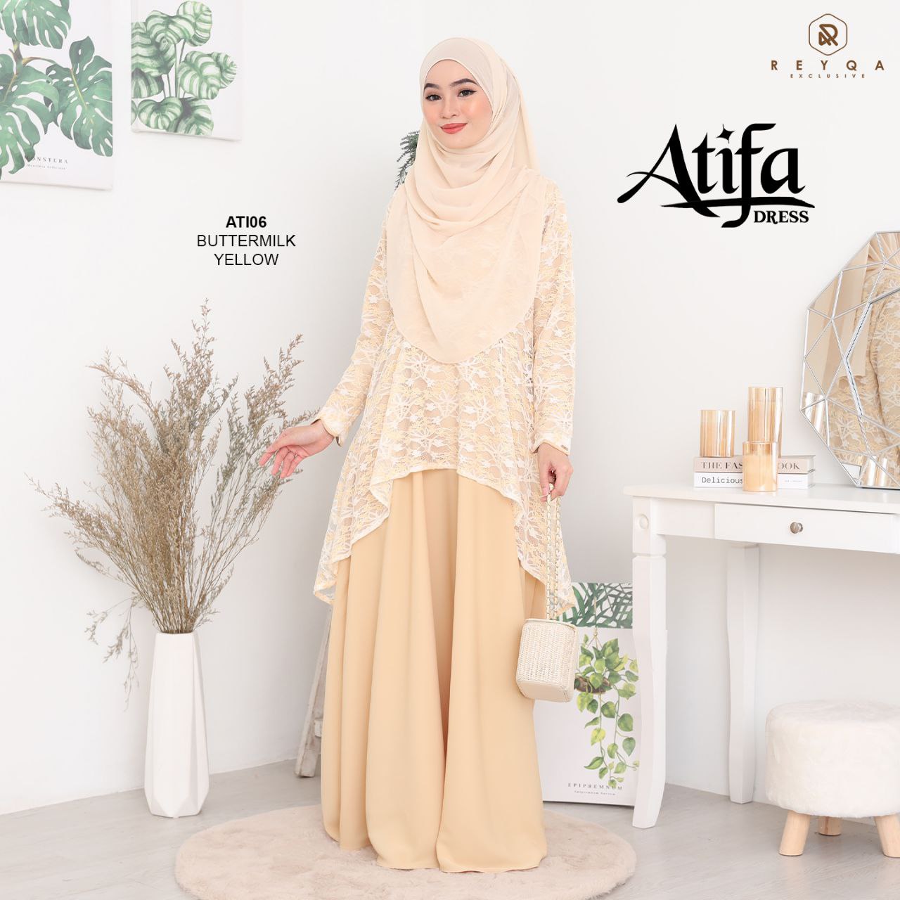 Atifa/06 Buttermilk | Muslimah Collection | Hijab | Exclusive Muslimah ...