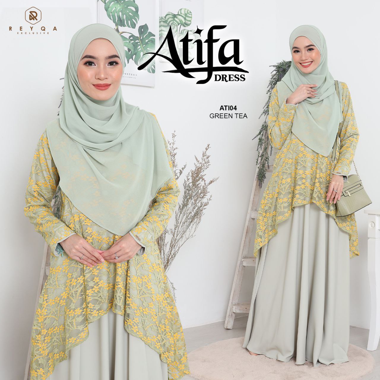 Atifa/04 Green Tea | Muslimah Collection | Hijab | Exclusive Muslimah ...