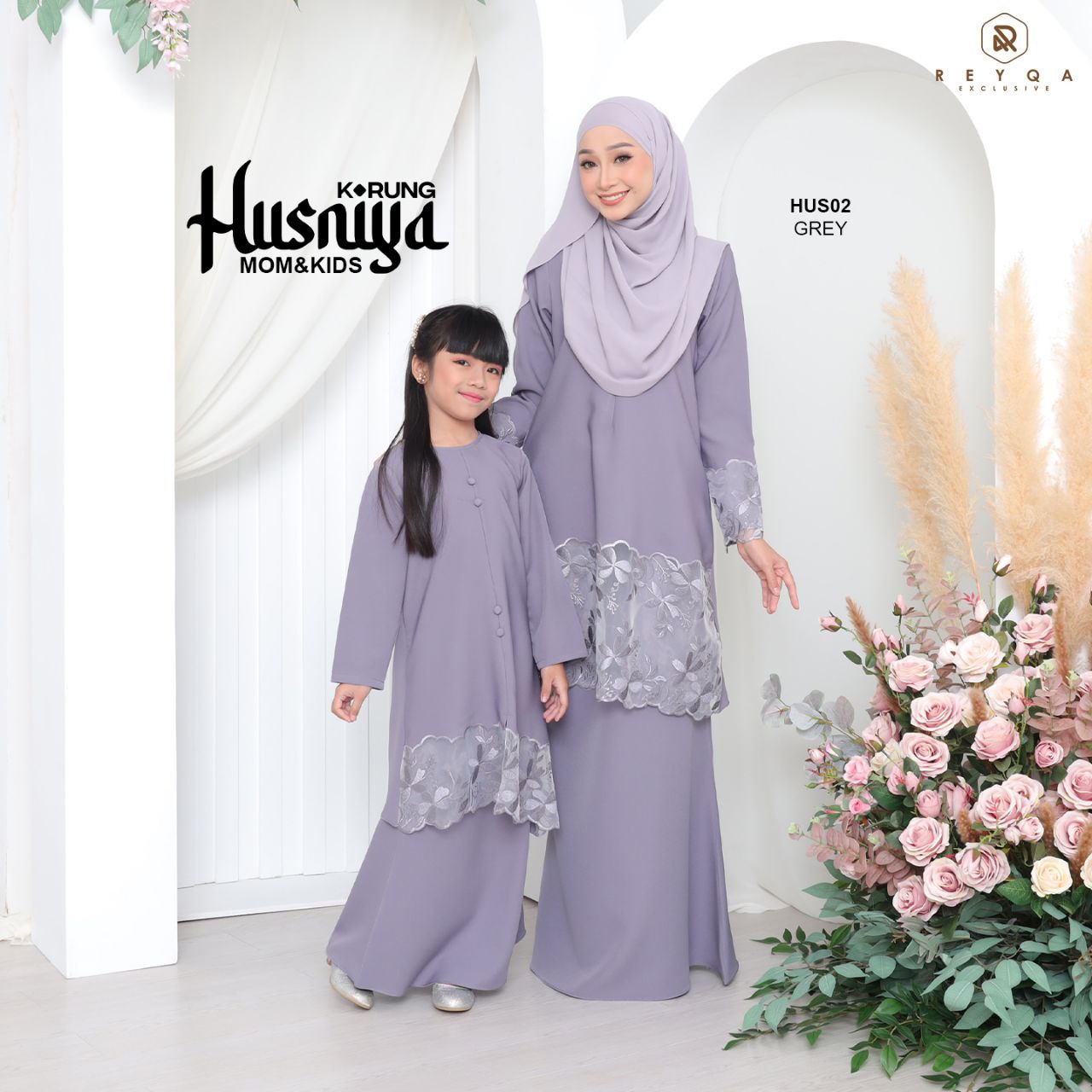 Husniya/02 Grey | Muslimah Collection | Hijab | Exclusive Muslimah Attire