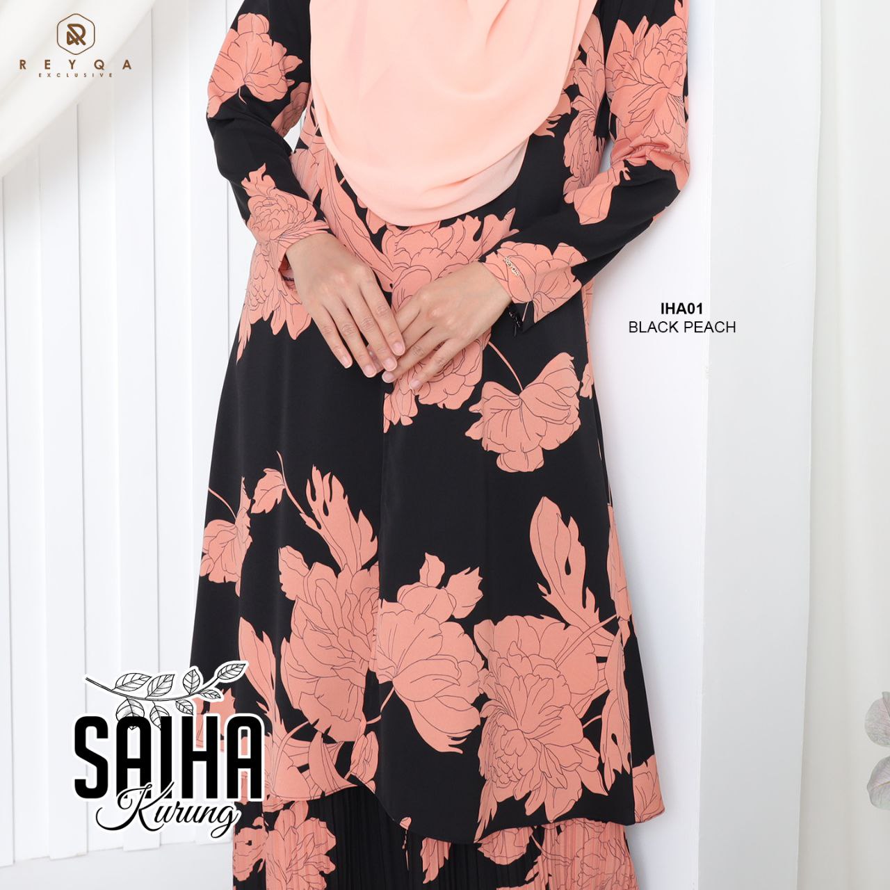 Saiha/01 Bk Peach | Muslimah Collection | Hijab | Exclusive Muslimah Attire