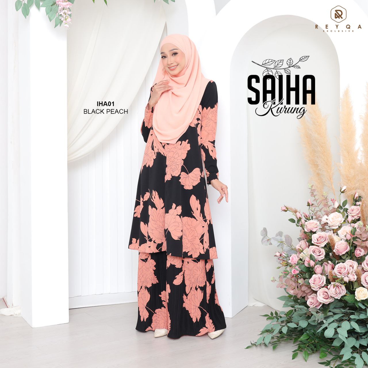 Saiha/01 Bk Peach | Muslimah Collection | Hijab | Exclusive Muslimah Attire