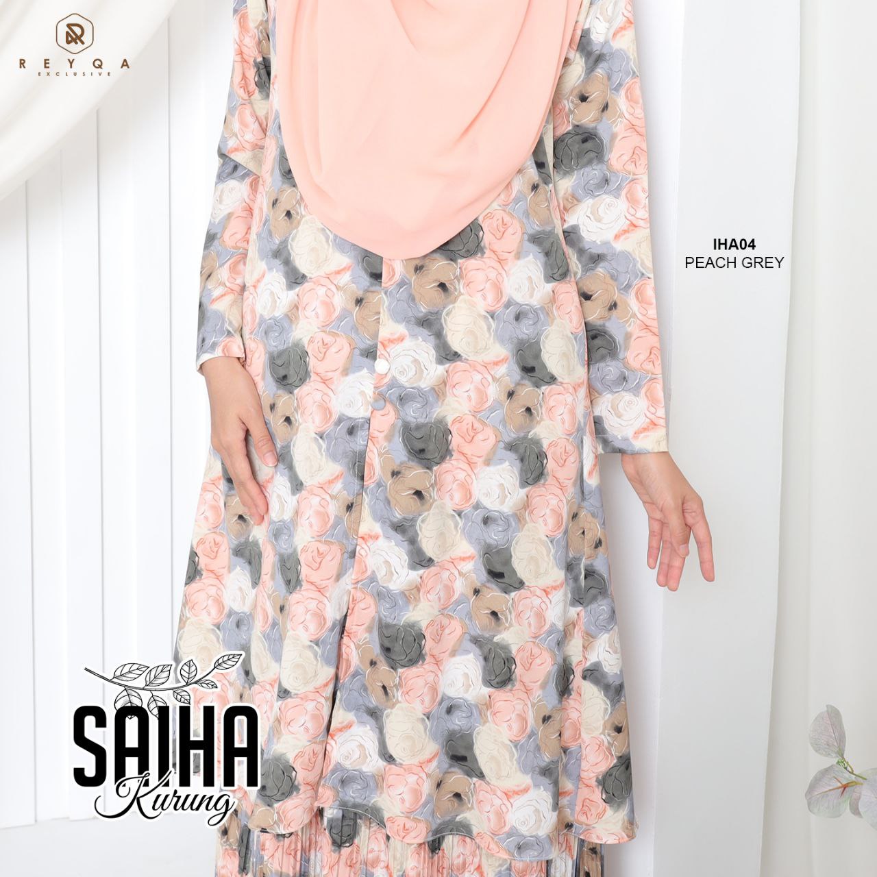 Saiha/04 Peach Grey | Muslimah Collection | Hijab | Exclusive Muslimah ...