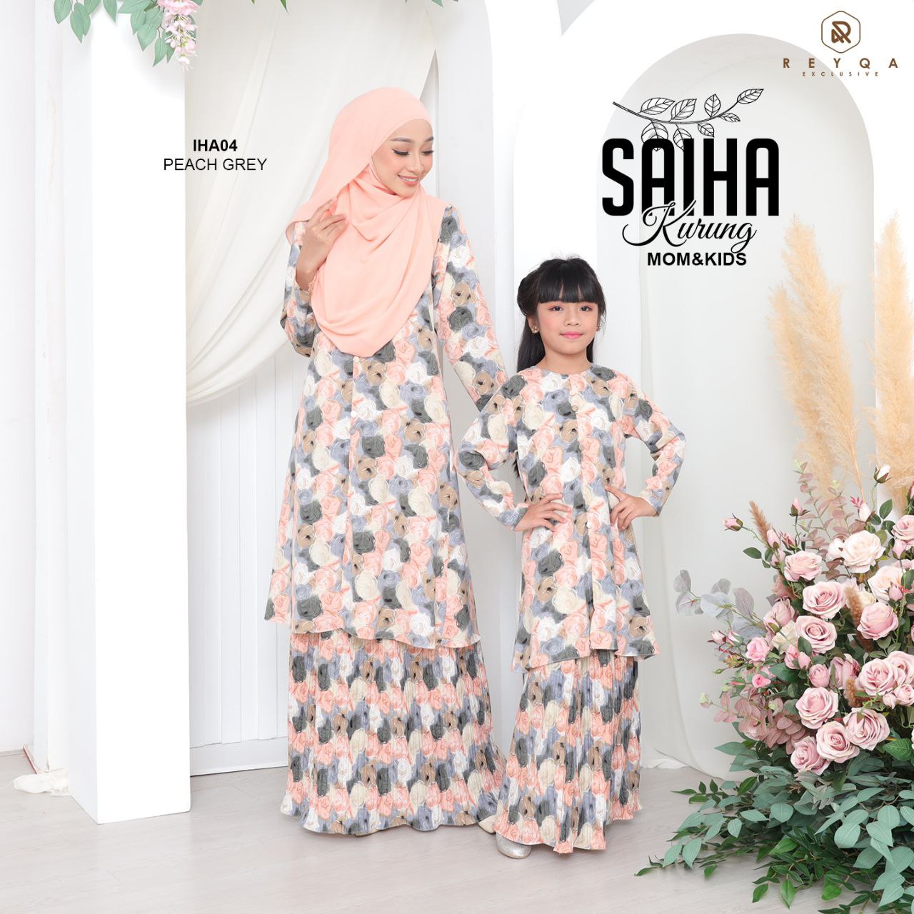 Saiha/04 Peach Grey | Muslimah Collection | Hijab | Exclusive Muslimah ...
